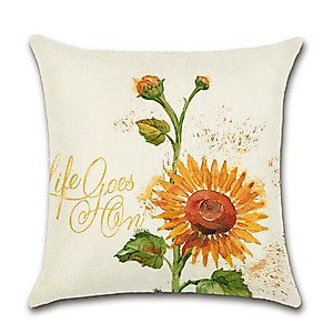 Ohok Outdoor Waterproof Pillow Covers 18x18 Set of 4 Farmhouse Decor Pillow Covers Outdoor Patio Throw Pillow Covers for Patio Funiture Garden Bed Couch Sofa (Sunflower)