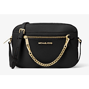 MICHAEL Michael Kors Jet Set Large Crossbody Bag bundled with Jet Set Travel SM Zip Card Case Wallet (Black/Python Embossed)