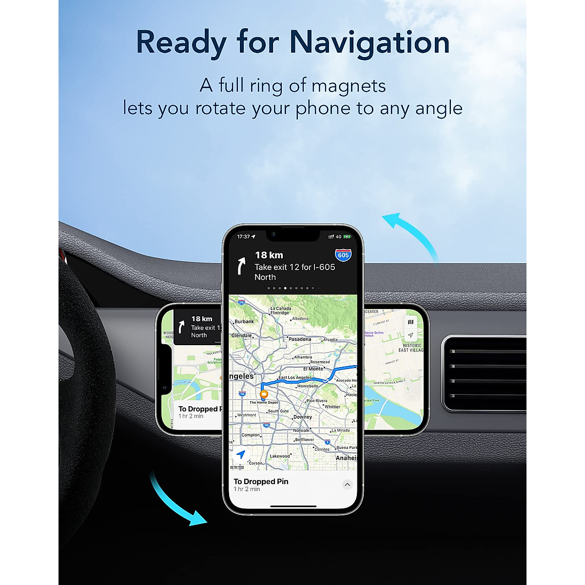 Magnetic Wireless Car Charger, TERYTH Fast Charging 360° Adjustable Auto Alignment Magnetic Car Mount, Air Vent Car Phone Holder Compatible with-Mag Safe iPhone 12/13 /14 Pro Max Mini