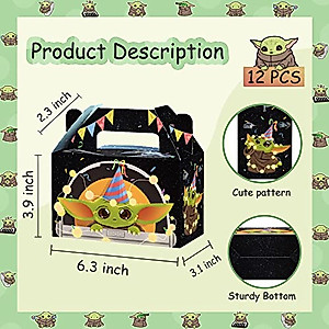 12 Pieces Baby Yoda Birthday Party Supplies Mandalorian Theme Candy Box, Tote Bag, Toy Box, Gift Box for Boys and Girls Kids.