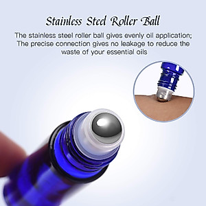ULG Essential Oil Roller Bottles 48 Pack 10ml Cobalt Blue Glass Empty Bottles with Stainless Steel Roller Balls (10 Extra Roller Balls, 4 Openers, 4 Droppers, 48 Waterproof Labels)