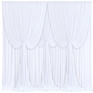 4 Panels White Backdrop Curtains for Wedding Party Wrinkle Free Backdrops Curtain Drapes Fabric Decorations Photo Back Drop Cloth for Baby Shower Photography Stage Reception 20ft(W) x 12ft(H)