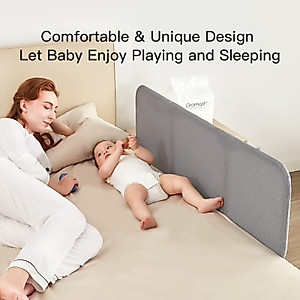 Gromast Toddler Bed Rails Guard Foldable Crib Rail Guard,Baby Bed Rail for Toddlers/Elderly with Reinforced Anchor Safety for Cribs, Twin, Double, Full Size Queen & King Bed - Grey (42 Inch)