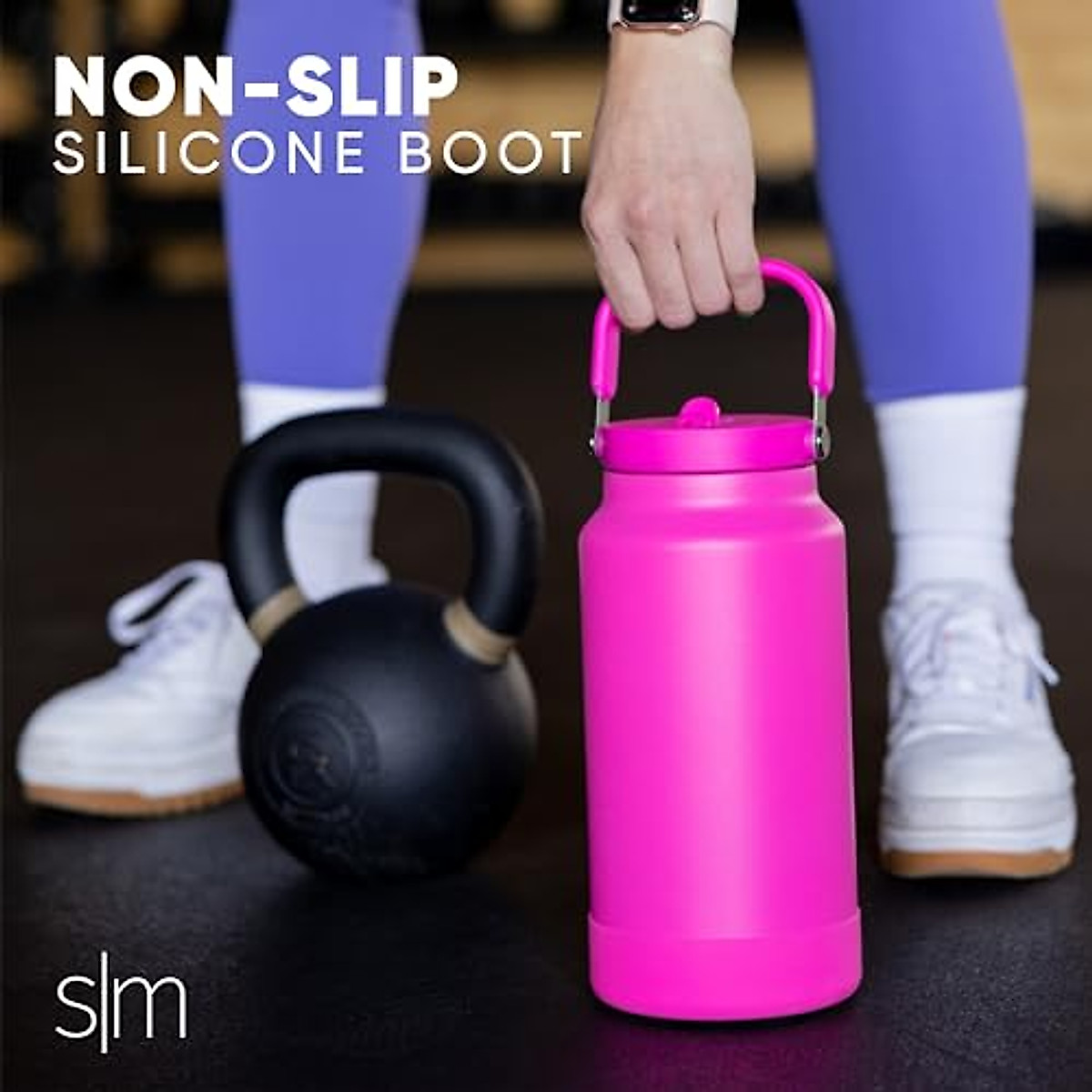 Simple Modern Trek Pivot | Half Gallon Water Bottle Jug with Handle & Boot | Interchangeable Straw & Chug Lids | Large Insulated Stainless Steel | Sports Camping Outdoors | 64oz, Bellini