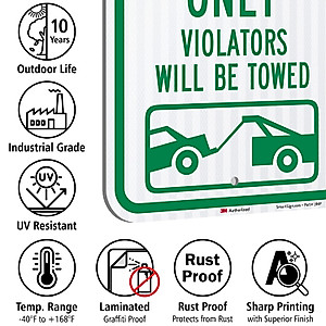 SmartSign "Resident Parking Only, Violators Towed" Sign | 12" x 18" 3M Diamond Grade Reflective Aluminum