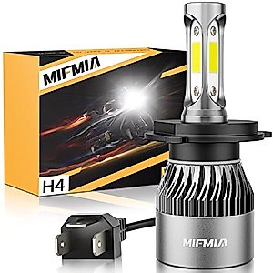 MIFMIA H4 LED Headlight Bulb Motorcycle, 500% Brighter 9003 LED Headlight Bulb Hi/Lo Beam 6000K White, Plug and Play Replacement, Pack of 1
