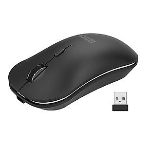 Arteck 2.4G Wireless Mouse with Nano USB Receiver Ergonomic Design Silent Clicking for Computer/Desktop/PC/Laptop and Windows 10/8/7 Build in Rechargeable Battery (Black)