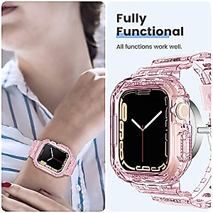 Tensea for Apple Watch Band 38mm 40mm 41mm 42mm 44mm 45mm for Women Men, iWatch Band with Protective Bumper Case, Cute Soft Sport Strap, Cool Wristband Accessories for SE2 Series 8 7 SE 6 5 4 3 2 1