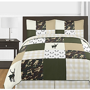 Sweet Jojo Designs Black and White Rustic Deer Organizer Storage Bins for Woodland Camo Collection - Set of 2