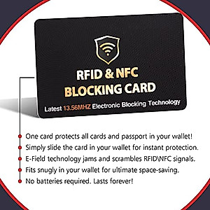 SAITECH IT 5 Pack RFID Blocking Card, One Card Protects Entire Wallet Purse, NFC Contactless Bank Debit Credit Card Protector ID ATM Guard Card Blocker–(Black)