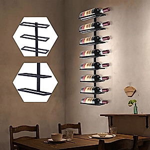 ETKEGHIP Wall Mount Wine Rack Organizer for 8 Bottles, Retro Wine Rack Home Decor Wine Storage Display Holder for Kitchen Pantry Dining Room Bar Wine Cellar