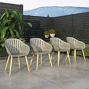 Brampton Patio Brampton Venice 7-Piece Rectangular Dining Set | Light Teak Finish and Grey Chairs | Ideal for Patio and Outdoors
