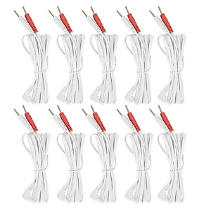 Sonew 10pcs TENS Wire Cable, 2.35mm 1.8m 2?in?1 Pin Type Electrode Lead Wires Cable for TENS Unit Physiotherapy Machine