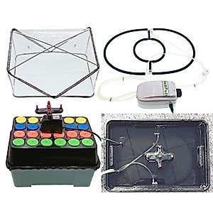 HORTIPOTS Aeroponic Clone Machine 24 site with Oxygen Add-up Air Diffusing Bubbler Kit and Extra 2 inch Neoprene Clone Collars Pack of 72