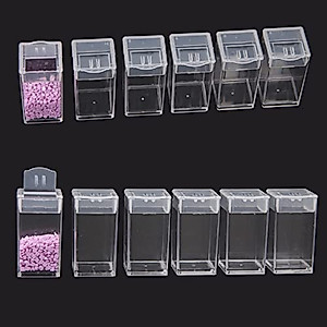12Pcs Acrylic Small Square Bottles Diamond Embroidery Storage Box Clear Empty Bottles Bead Containers Holder for Beads Sequins Rhinestones Diamond Painting Accessories Storage DIY Craft Supplies