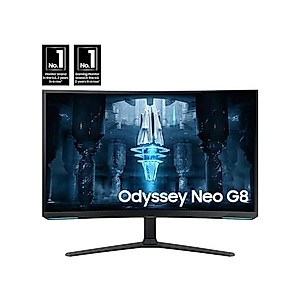 SAMSUNG 32" Odyssey Neo G8 4K UHD 240Hz 1ms G-Sync 1000R Curved Gaming Monitor, Quantum HDR2000, AMD FreeSync Premium Pro, Matte Display, Ultrawide Game View, DisplayPort, Black & White, 2022