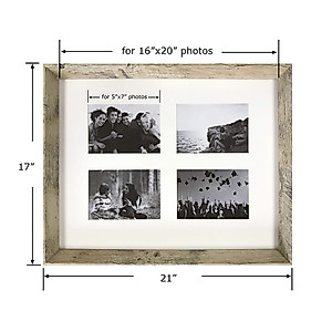 Art Emotion Farmhouse Rustic Woodgrain Style High Profile Picture Frame, Frame Height 1.75", 2 mm Reinforced Glass Light Oak Finish 16x20 Frames for 11x14 and 5x7 Photos, Pack of 2