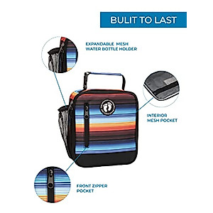 Hang Ten Basic Insulated Lunch Bag for School and Work, Thermal Reusable Office Lunch Box for Kids, Boys, Girls, Men, Women (Summer Sunset Stripes)