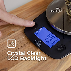 Fradel 0.1g Digital Kitchen Food Scale - Precision Food Scale for Cooking, Baking, Weight Loss - in Grams & Ounces - A Kitchen Must Have - Stainless Steel Plate, Waterproof, 11lb Capacity - Round