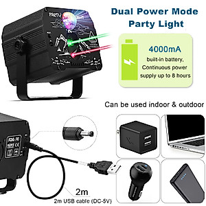 DJ Disco Stage Party Lights with Laser & Projector Ball, Portable Strobe Rave Lights with Sound Activated & Remote Control,Decoration and Gifts for Christmas Birthday Halloween Parties Indoor, Outdoor