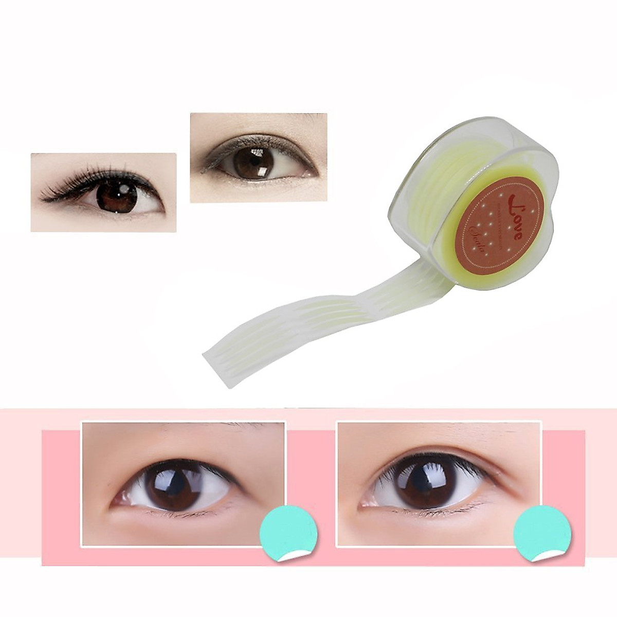 Dedila Pro 600 Pcs by a Box Makeup Breathable Eyelid Tape Big Eye Decoration Invisible Fold Eyelid Shadow Sticker Double Eyelid Tape Tool(with Fork rods)(Slim)