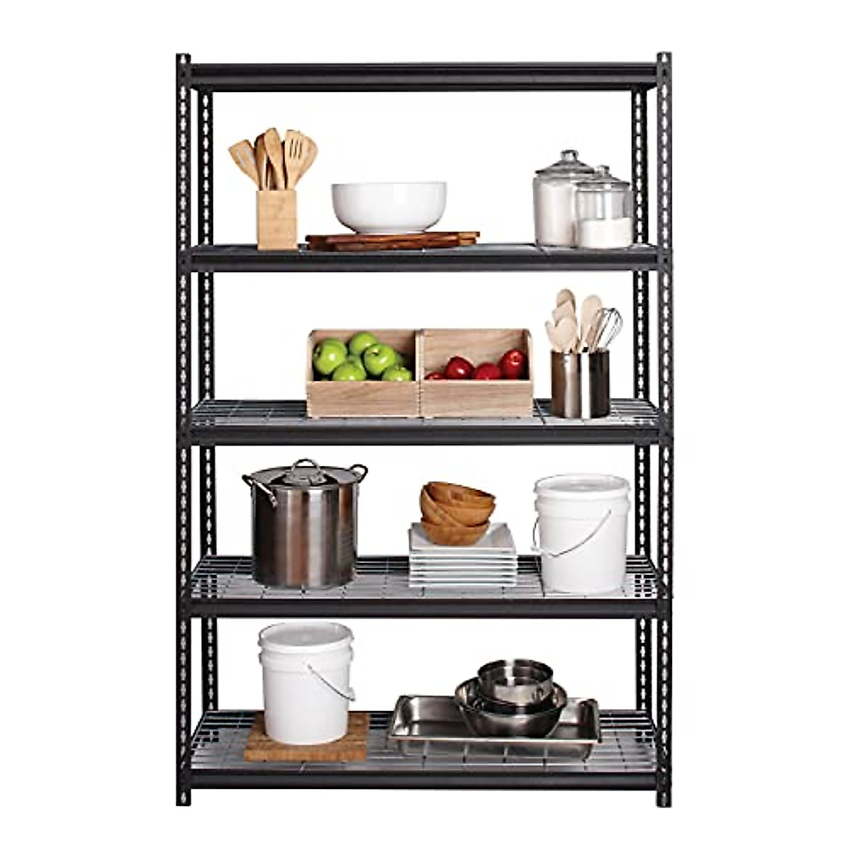 Iron Horse 2300 Deck Wire Shelving Unit, 5 Shelf, 18" x 48" x 72", Black, Black & Zinc