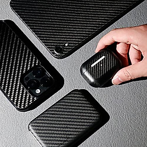 MONOCARBON Real Carbon Fiber Case for AirPods Pro 2nd Generation 2022 with Stripes Lanyard | Slim & Durable Cover for AirPods Pro 2 Accessories | Support Wireless Charging | Shock-Absorbing Protective