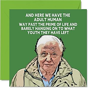 Funny David Attenborough Birthday Card for Men Women - Joke Happy Birthday Cards for Mom Dad Papa Pops Brother Sister Son Daughter Grandma Grandpa, 5.7 x 5.7 Inch 21st 30th 40th 50th Greeting Cards