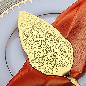 Berglander Gold Wedding Cake Knife and Server Set, Titanium Gold Plating with Unique Pattern Design Cake Cutter Serving Set Perfect for Wedding, Birthday, Parties and Events Dishwasher Safe