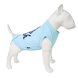 Fitwarm 2 Pack Shark Dog Recovery Suit for Surgery Spay Neuter, Surgical Onesie for Male and Female Dogs, Body Suits for Prevent Licking Wounds, Breathable Cotton, Navy Blue, Light Blue, Large