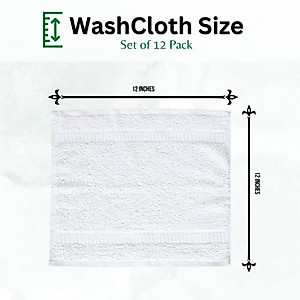 GOLD TEXTILES Premium Washcloths Towel Set (12 Pack, White, 12x12 Inches) Multi-Purpose Soft, Machine Washable Sports & Workout Towels (White, 12 Washcloths)