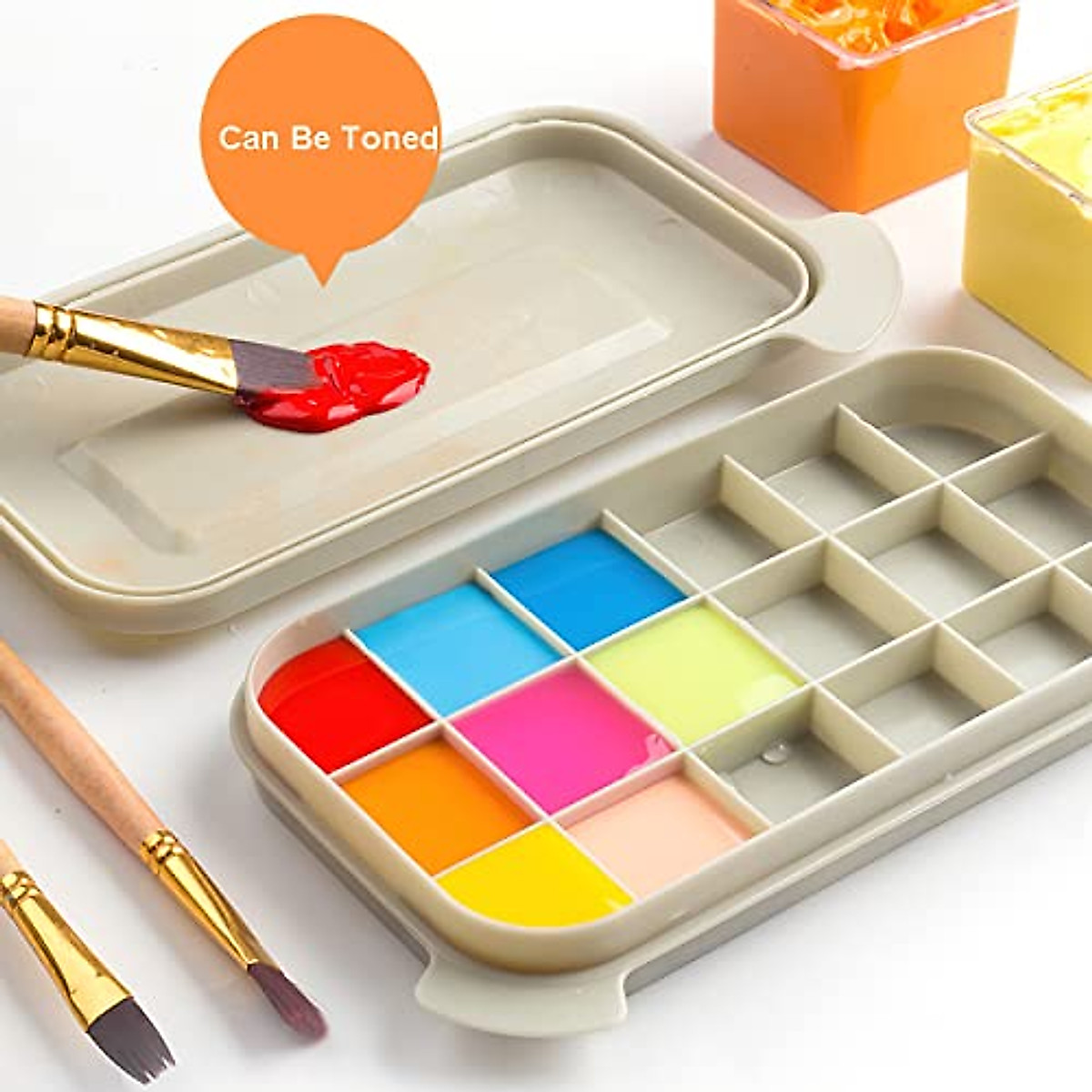 Artist Brush Basin Multifunction Paint Brush Tub with Brush Holder Suitable for Acrylic and Watercolor Painting （Large）
