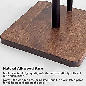 Black Paper Towel Holder Stand with Exquisite Wood Square Base, Niffgaff Free-Standing Paper Towel Roll Dispenser for Kitchen Countertop, Fits Standard and Jumbo Size Rolls