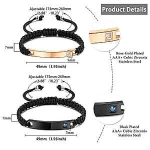 Personalized Custom Name Couple Bracelets, Personalized Engraved Stainless Steel Adjustable Bracelets Gift for Men, Women, Family, Lovers (2pcs Couples Set, Style)