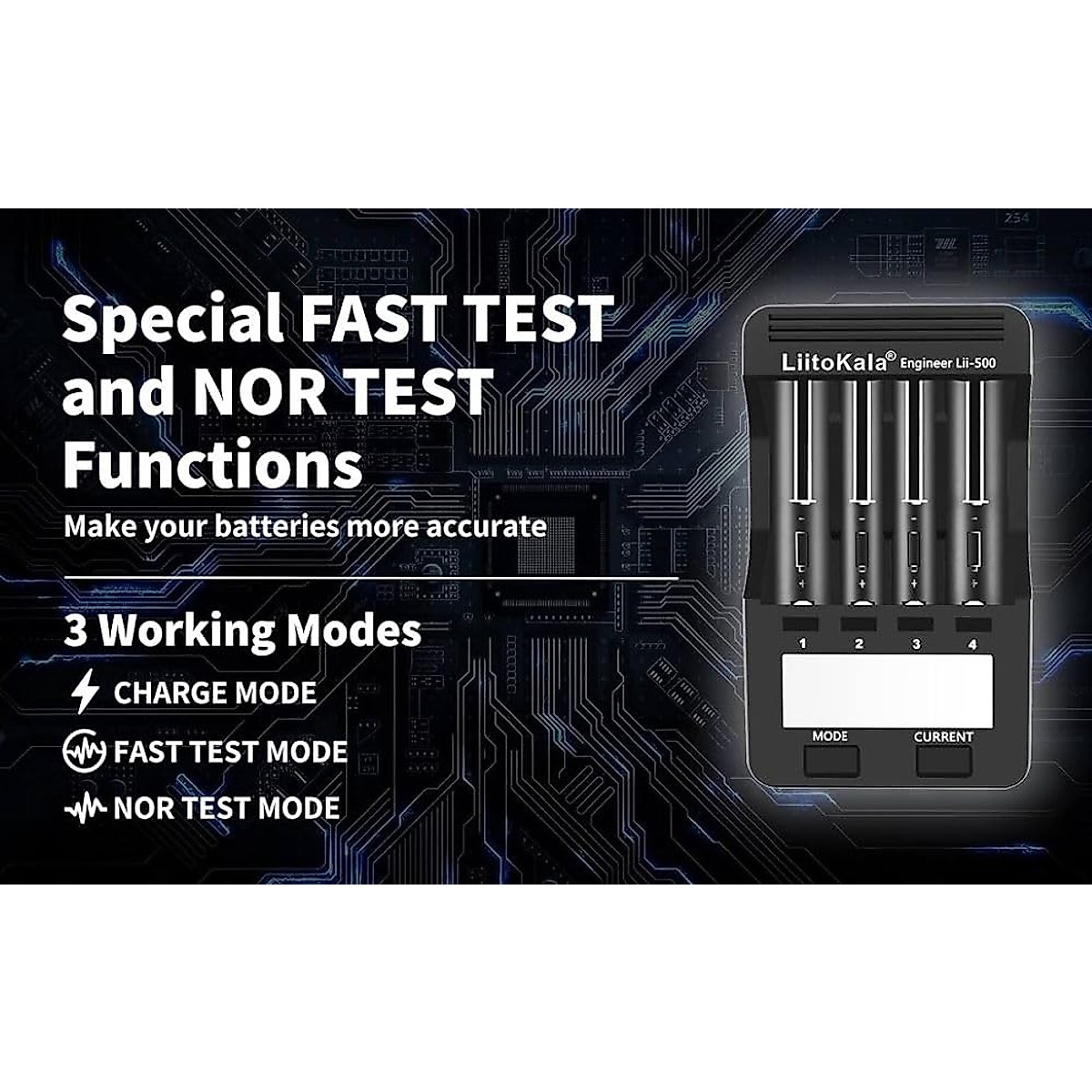 LiitoKala Lii-500 18650 Battery Charger Smart Universal Charger LCD Display for 26650 AA AAA Battery Touch Button LCD Display Test The Battery Capacit