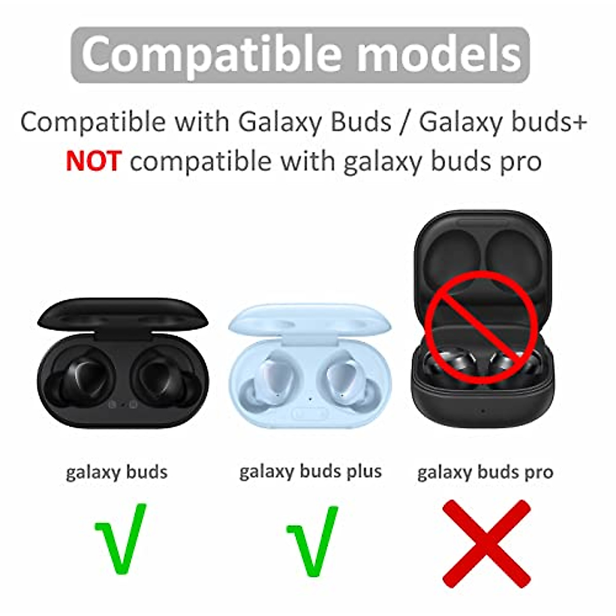 6 Pairs Ear Hooks Ear Tips Kit Set Galaxy Buds Galaxy Buds Plus, S/M/L Anti-Slip Fit in Case Replacement Silicone Rubber Wingtip Gel Eartips Compatible with Samsung Galaxy Buds+ - 3+3 Black