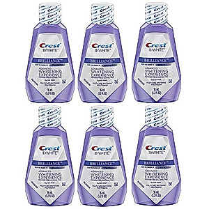 Crest 3D White Brilliance Teeth Whitening Mouthwash, Clean Mint, Travel Size 1.2 oz (36ml) - Pack of 6