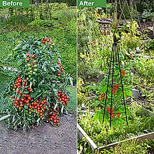 Garden Obelisk Trellis for Climbing Plants Outdoor, Plant Trellis for Potted Plants Climbing Indoor, 4ft Pyramid Trellis Tripod Shaped Trellis Tomato Cages Flower Trellis Cucumber Trellis 1 Pack