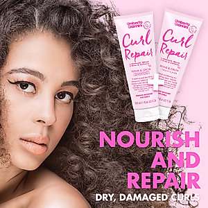 Umberto Giannini Curl Repair Shampoo + Conditioner Set, Vegan & Cruelty Free Repair & Growth Formula with Seaweed, Wheat Bran & Caffeine, 250 ml