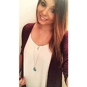 LUX ACCESSORIES Turquoise Tone Stone Teardrop Arrowhead Arrow Necklace Set