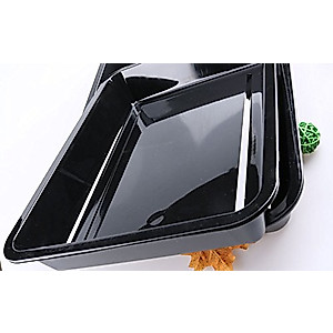 OMEM Reptile Food Bowl Large Water Dish, Wood Plate, Bowl Turtles (L=35.4 * 5.3 * 26.3, Black)