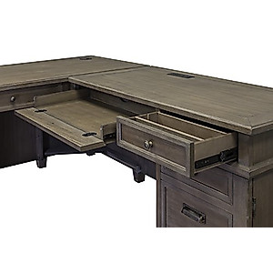 Martin Furniture Desk And Return, Weathered Dove