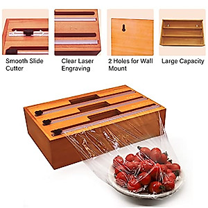 EVEKEI Foil and Plastic Wrap Organizer with Cutter, 3 in 1 Plastic Wrap Dispenser with Cutter, Aluminum Foil Organization and Storage, Saran Wrap Dispenser for Kitchen Wrap Organizer Fits 12" Roll