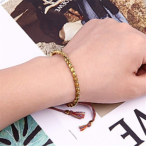 N/Q 3 Pcs Handmade Tibetan Copper Beads Bracelet for Women Men Adjustable Colorful Braided Cotton Lucky Amulet Rope Beaded Bracelet Fashion Unisex Jewelry -A rainbow