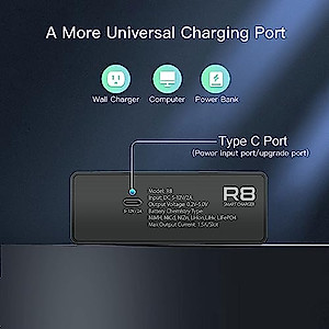 LIMETA 8 Bay AA AAA Battery Charger, LCD Display USB Fast Charging, Discharg Function, Over-Charge Protection for Household Rechargeable Batteries LiHv Ni-MH Ni-Cd LiFePO4 Li-ion