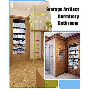 4 Pack Hanging Shoe Organizer over The Door Organizer Shoe Rack Door Hanging Storage, 18 Mesh Pockets with 16 Hooks for Entryway Dorm Bedroom Pantry Wall Closet, Black, White