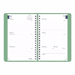 Blueline Essential Academic Weekly/Monthly Planner, 13 Months, July 2023 to July 2024, Twin-Wire Binding, Soft Vicuana Cover, 8" x 5", Mint Green (CA101F.03-24)
