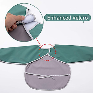 VVS-eLife Long Sleeves Bib-Waterproof Smock with Pocket-Washable Sleeved Bib For 6-24 Months Baby (Green)