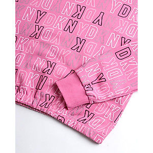 DKNY Girls' Sweatsuit Set - 2 Piece Fleece Hoodie Sweatshirt and Jogger Sweatpants (12M-16), Size 10, Wild Orchid