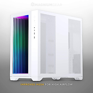 MagniumGear (MG-NE620QI_DWT02) NEO Qube 2 IM, Dual Chamber ATX Mid-Tower, Digital-RGB Infinity Mirror Front Panel, Front I/O USB Type C, Tempered Glass Panels, White